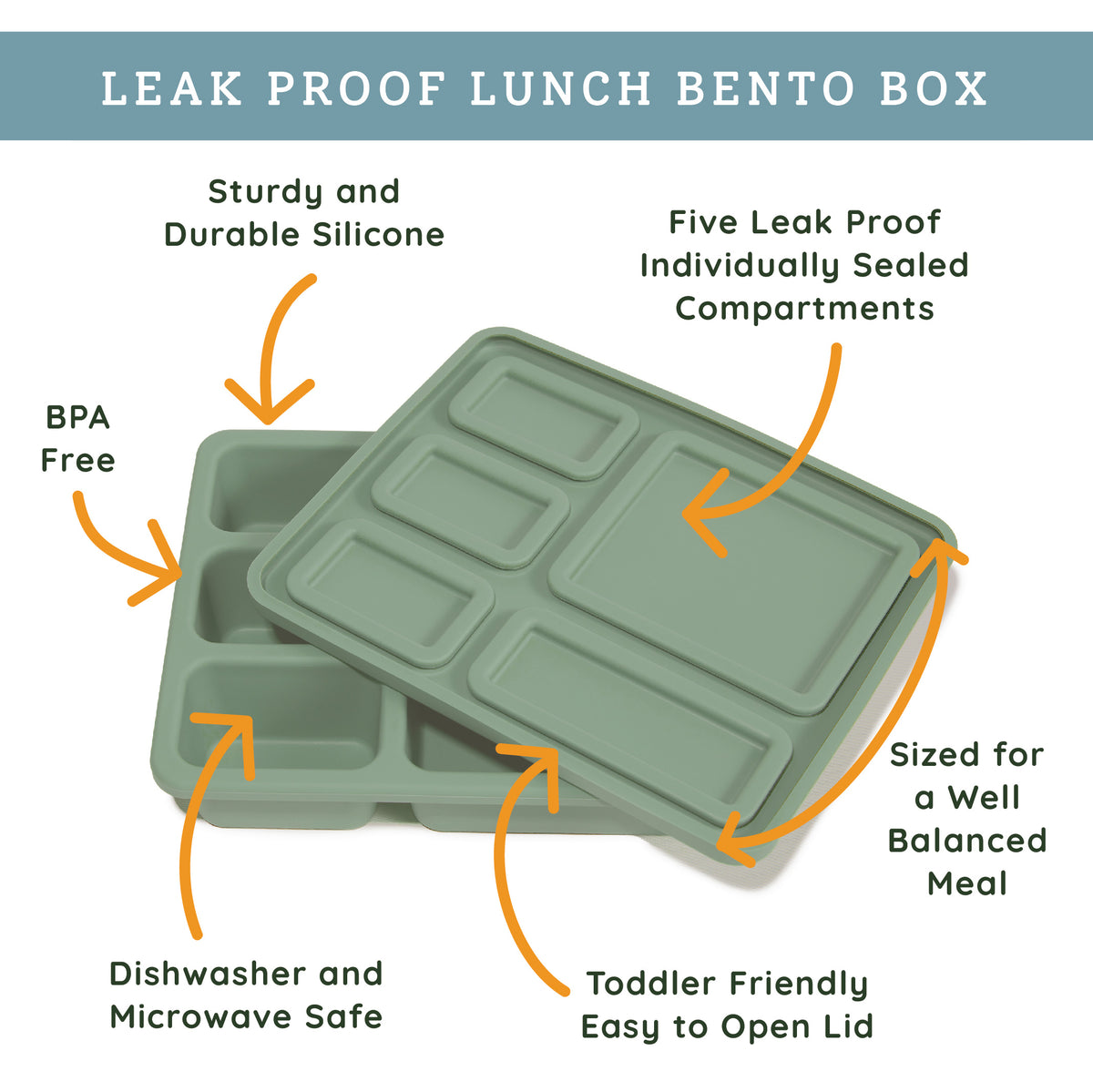 Silicone Bento Box Camper Sage Green for Toddlers and Kids | Austin ...